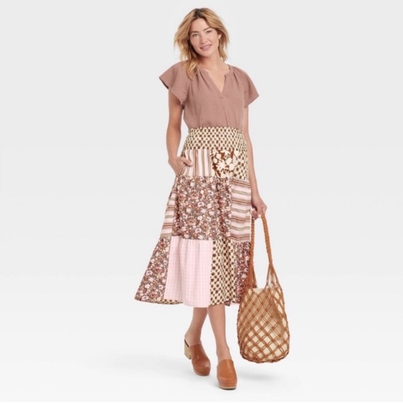 Universal Thread | Skirts | Universal Threads Patchwork Midi Skirt ...